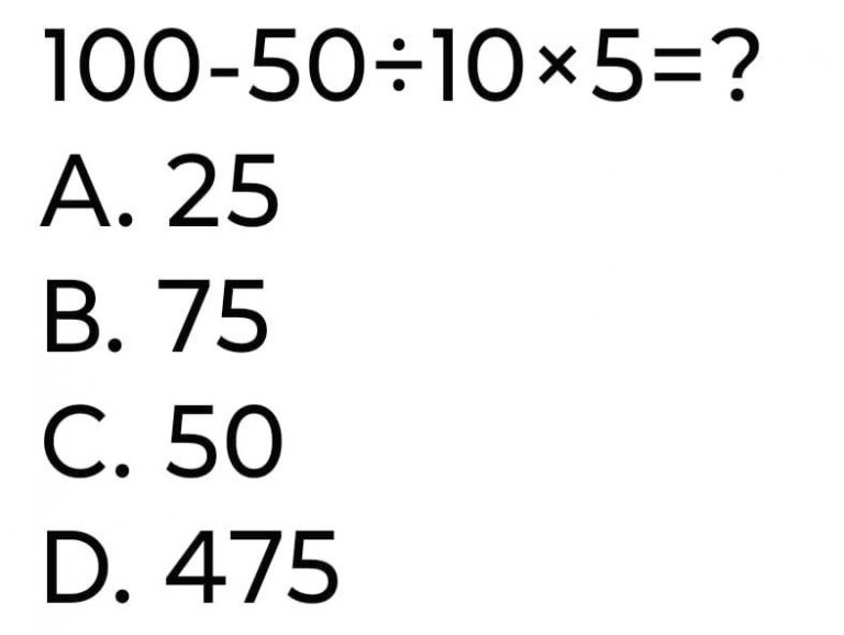 Teste de Matemática: 100-50/10x5 - Gênio Quiz